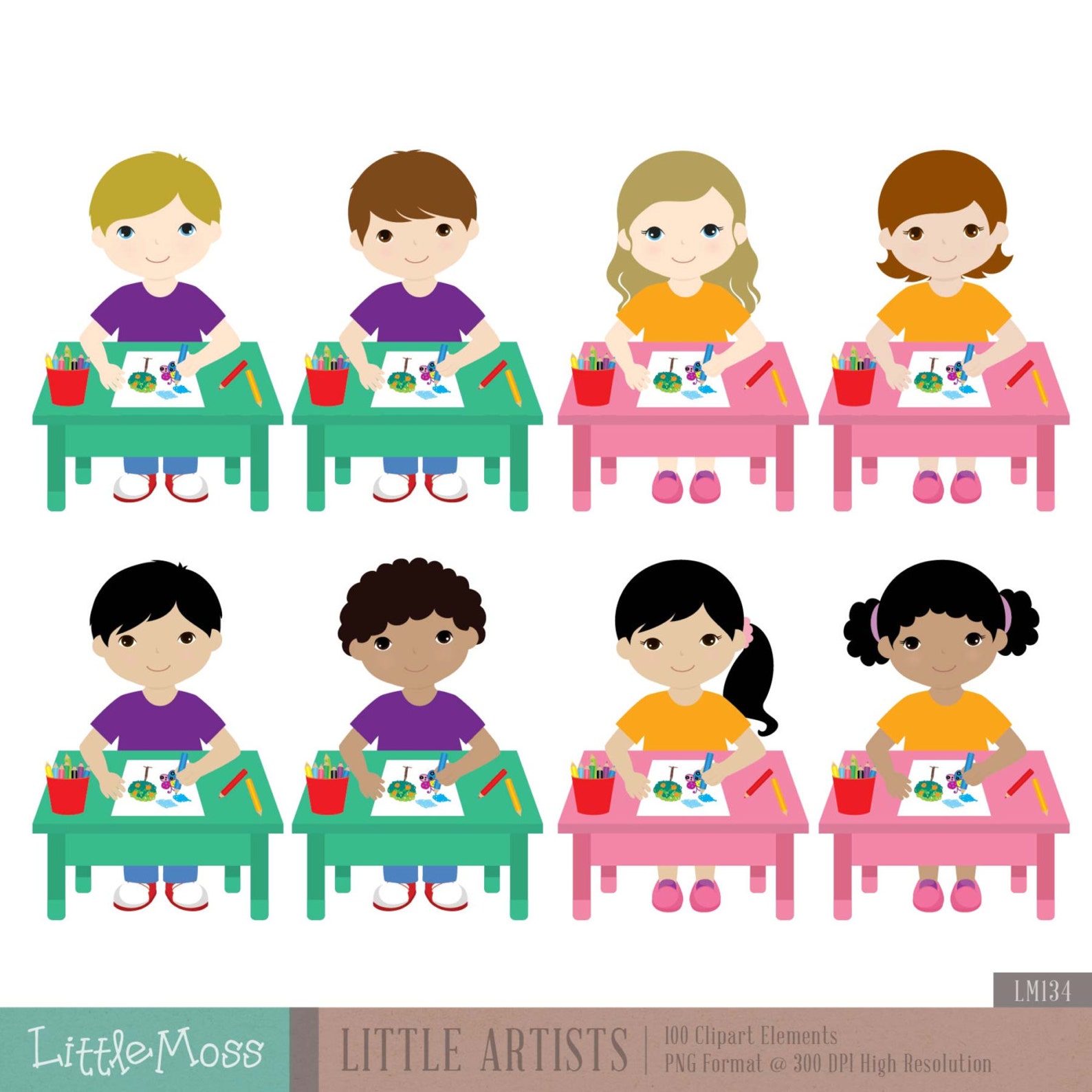 Little Artists Digital Clipart Art Party Clipart | Etsy