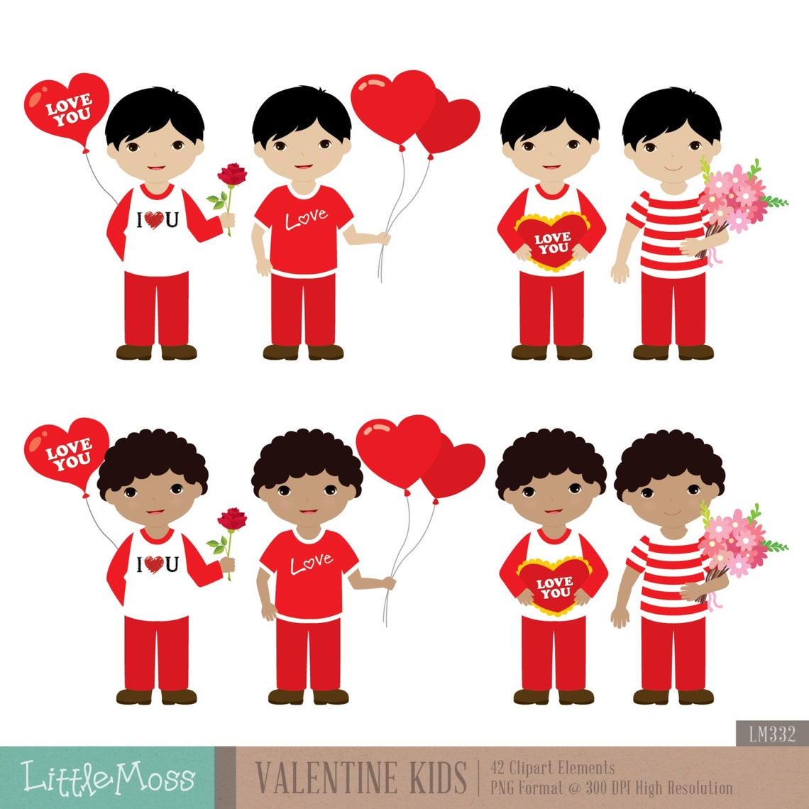 Valentine Kids Digital Clipart - Etsy