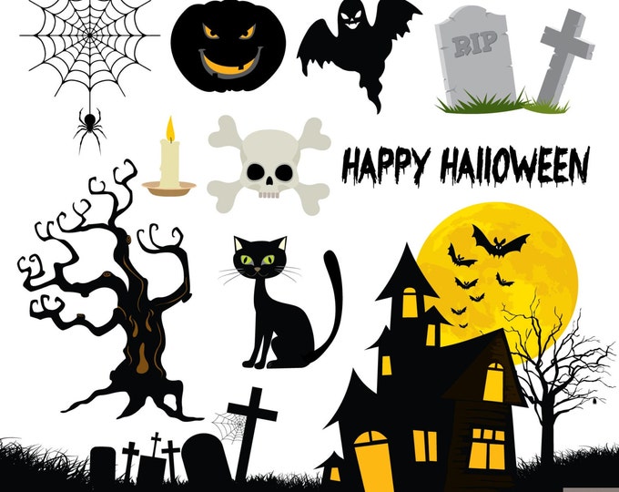 Haunted House Halloween Clip Art Set - Chirp Graphics - Etsy Canada