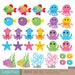 Under the Sea Digital Clipart and Papers, Sea Animals Clipart, Sea ...