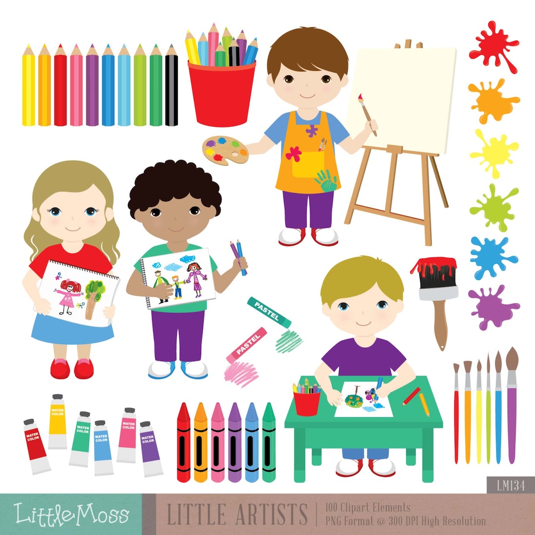 Little Artists Digital Clipart, Art Party Clipart - Etsy