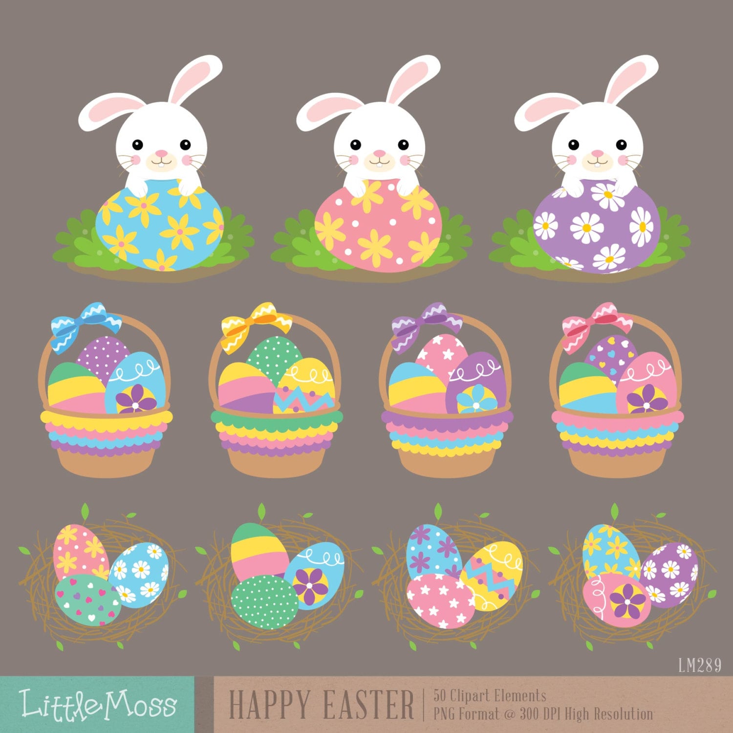 Happy Easter Digital Clipart - Etsy