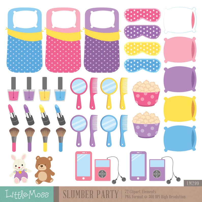 Slumber Party Digital Clipart | Etsy