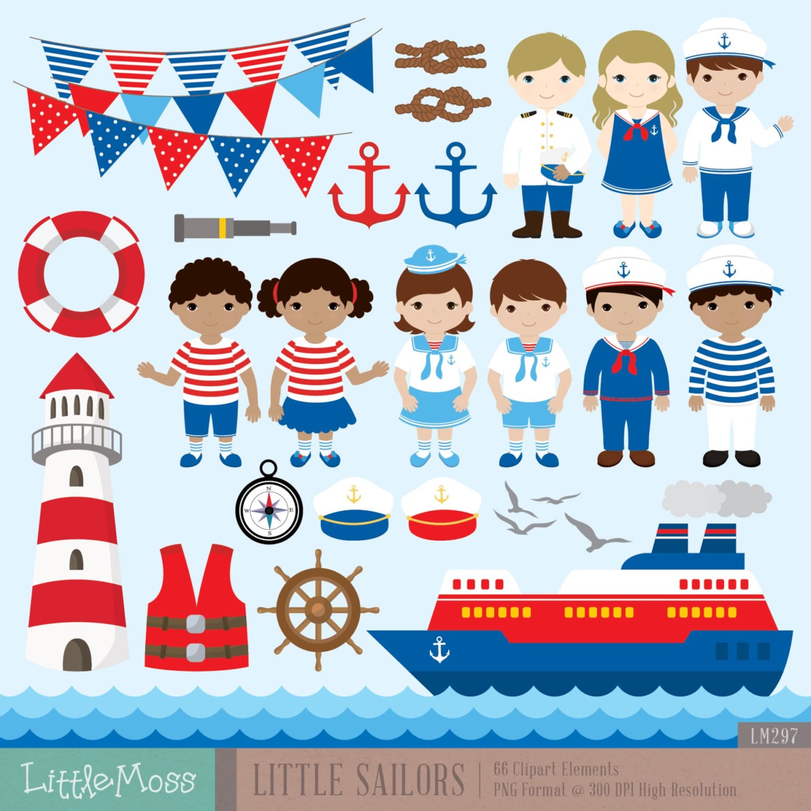 Little Sailor Digital Clipart Nautical Clipart Sailing | Etsy