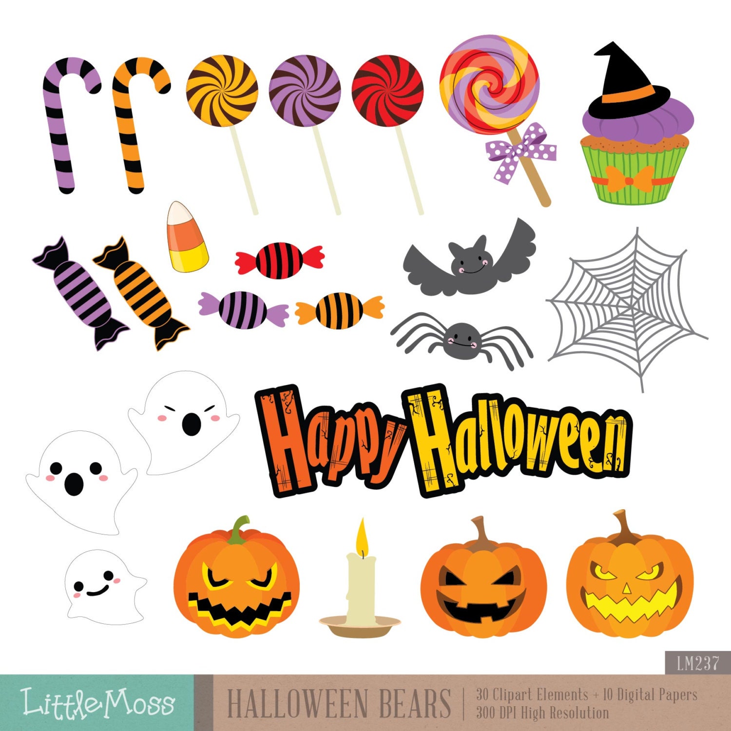 Halloween Bears Digital Clipart and Papers - Etsy UK