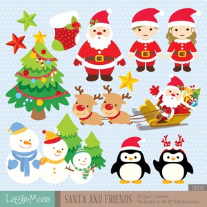 Santa and Friends Digital Clipart - Etsy