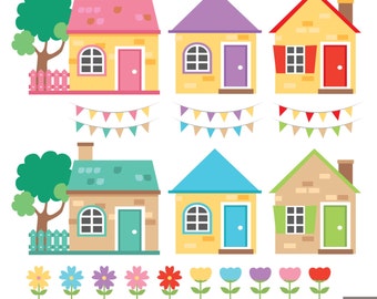 25 Hand Drawn Houses Digital Clipart Houses Clipart Hand - Etsy