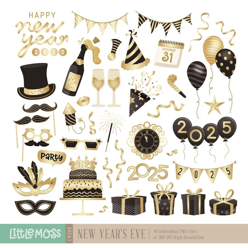 New Years 2025 Clip Art - Etsy