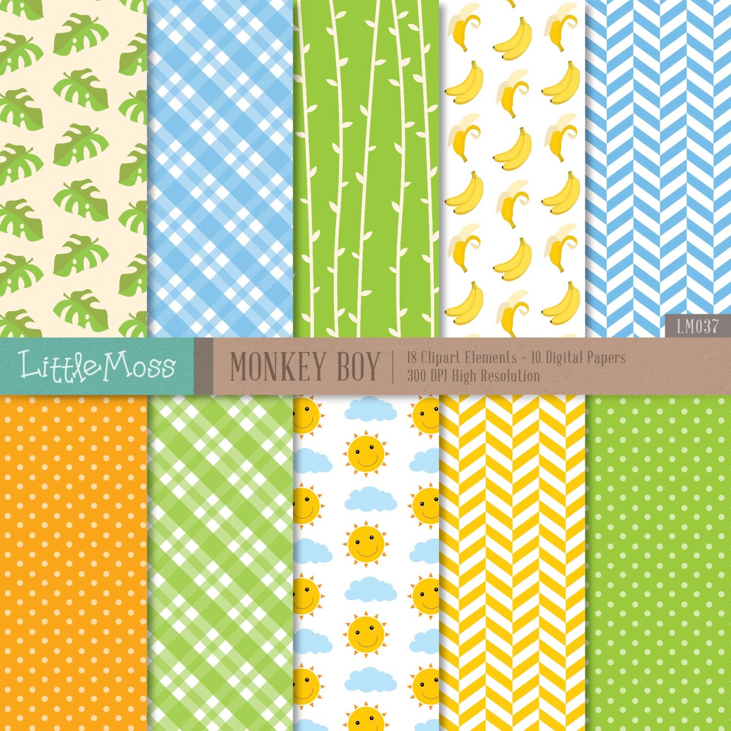 Monkey Boy Digital Clipart and Papers Monkey Clipart - Etsy