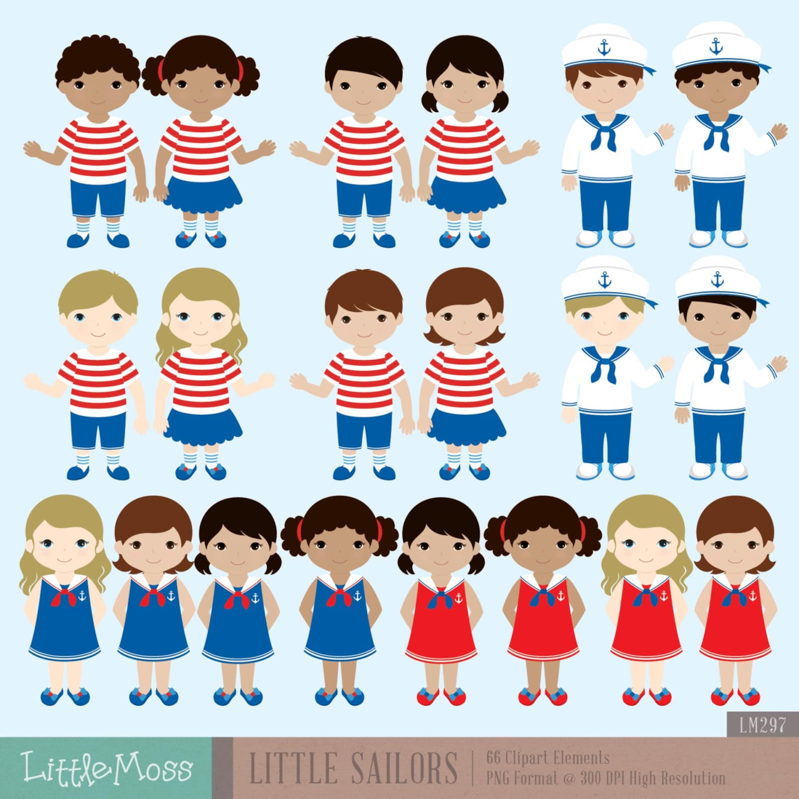 Little Sailor Digital Clipart Nautical Clipart Sailing | Etsy