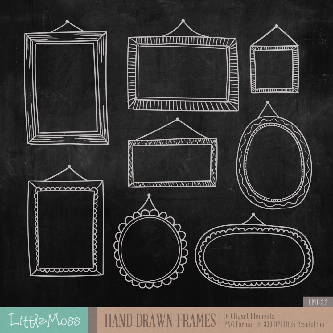 Hand Drawn Frames Digital Clipart, Chalkboard Frames Clipart - Etsy