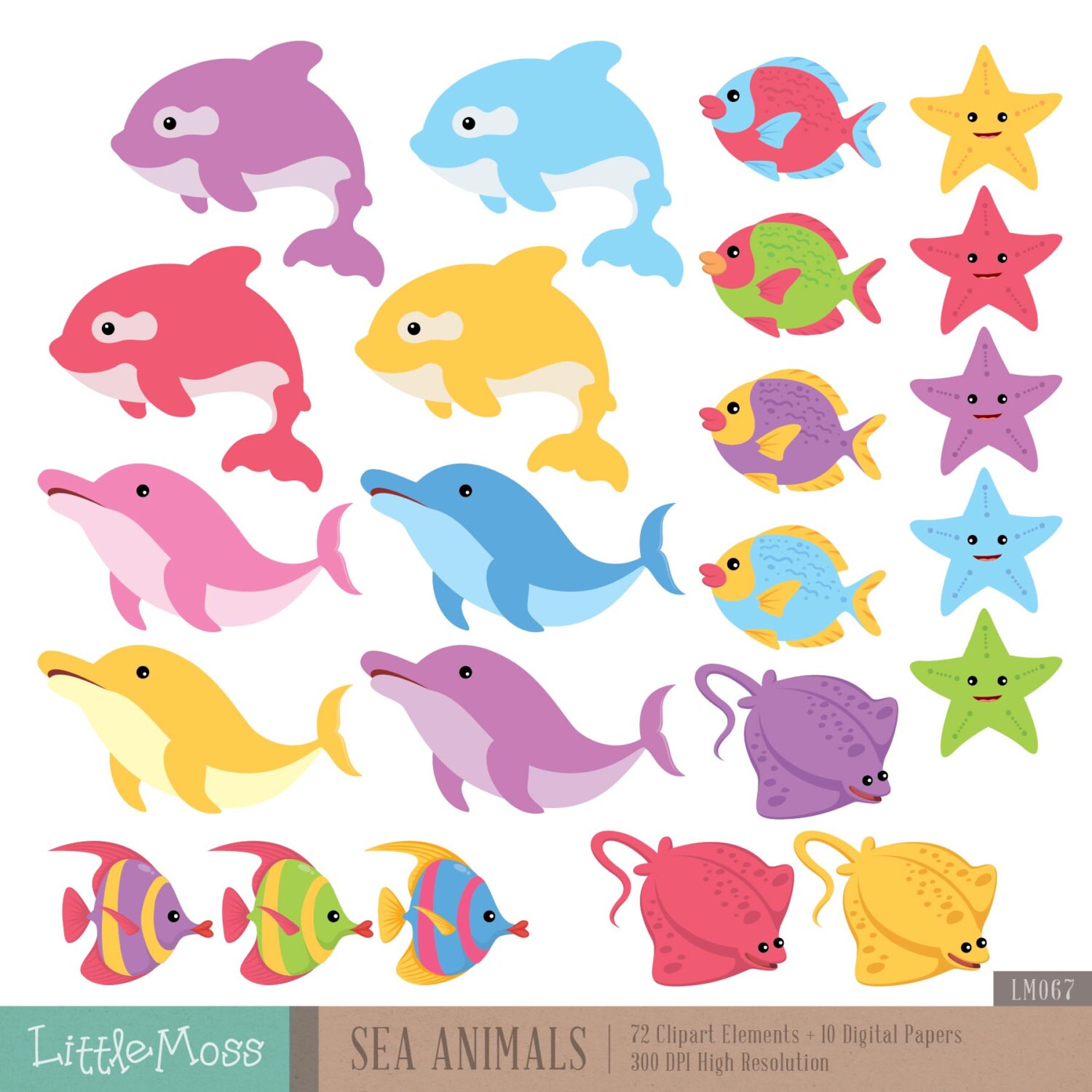 Sea Animals Digital Clipart and Papers Under the Sea Clipart | Etsy