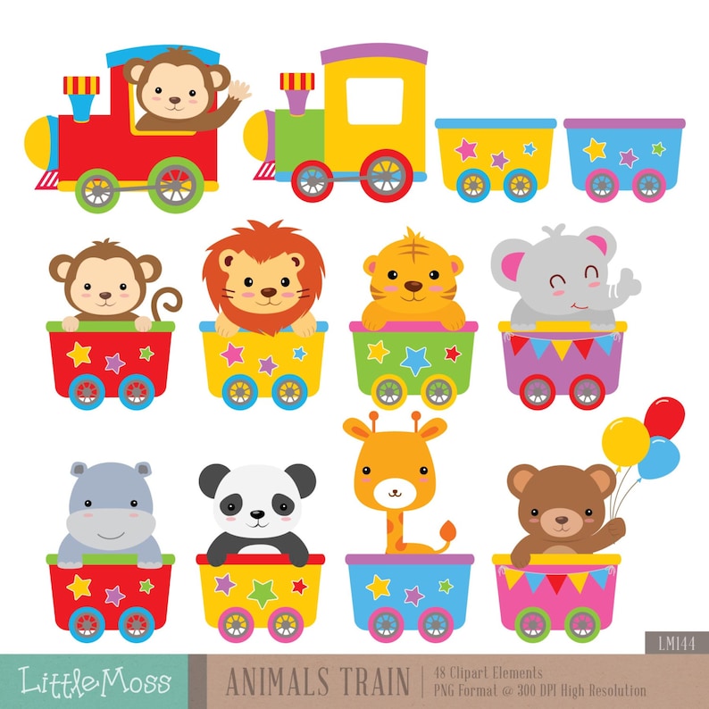 Wild Animals Train Digital Clipart - Etsy Canada