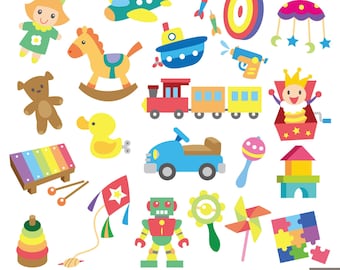 Vintage Toys Digital Clipart