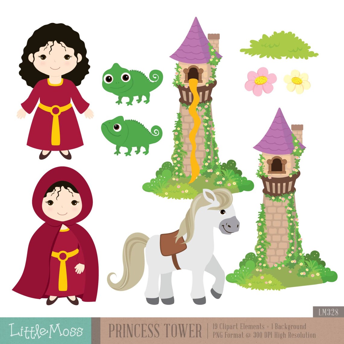 Princess Tower Digital Clipart | Etsy