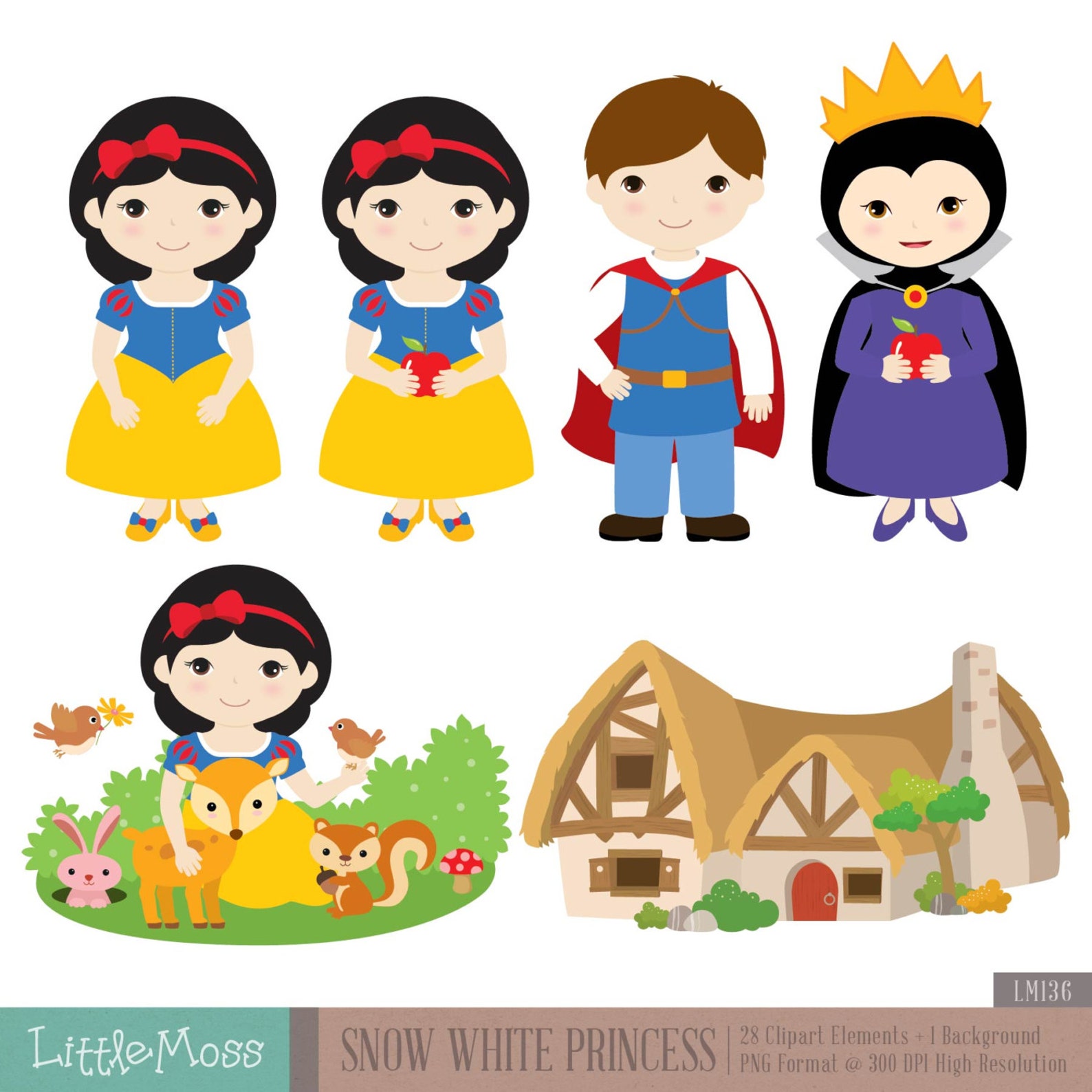 Snow White Princess Digital Clipart - Etsy