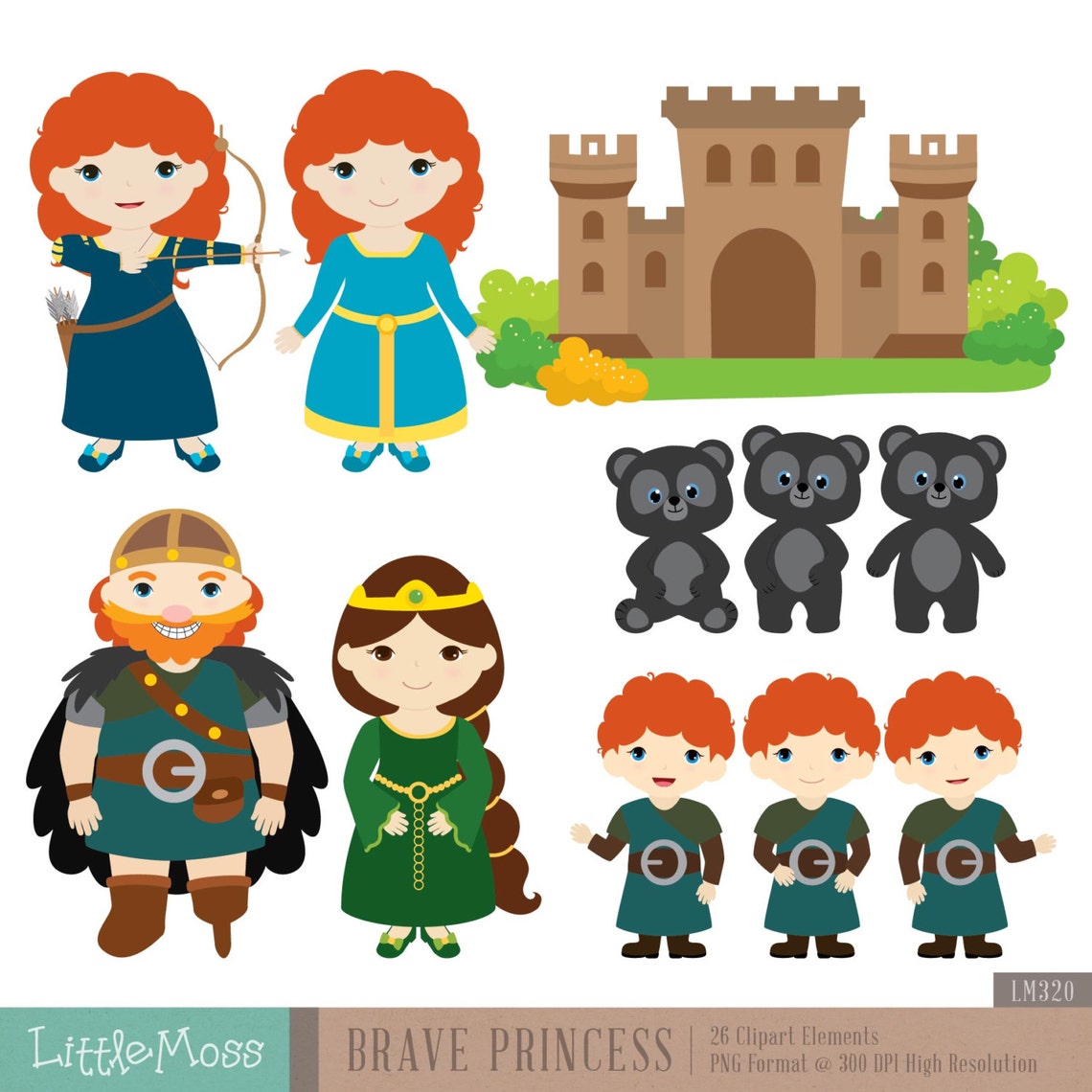 Brave Princess Digital Clipart - Etsy