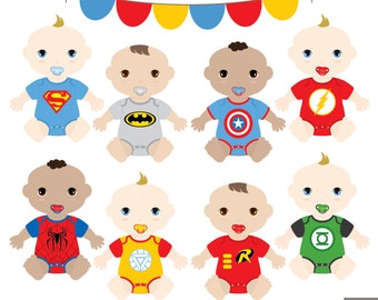 Superhero Baby Clipart | Etsy