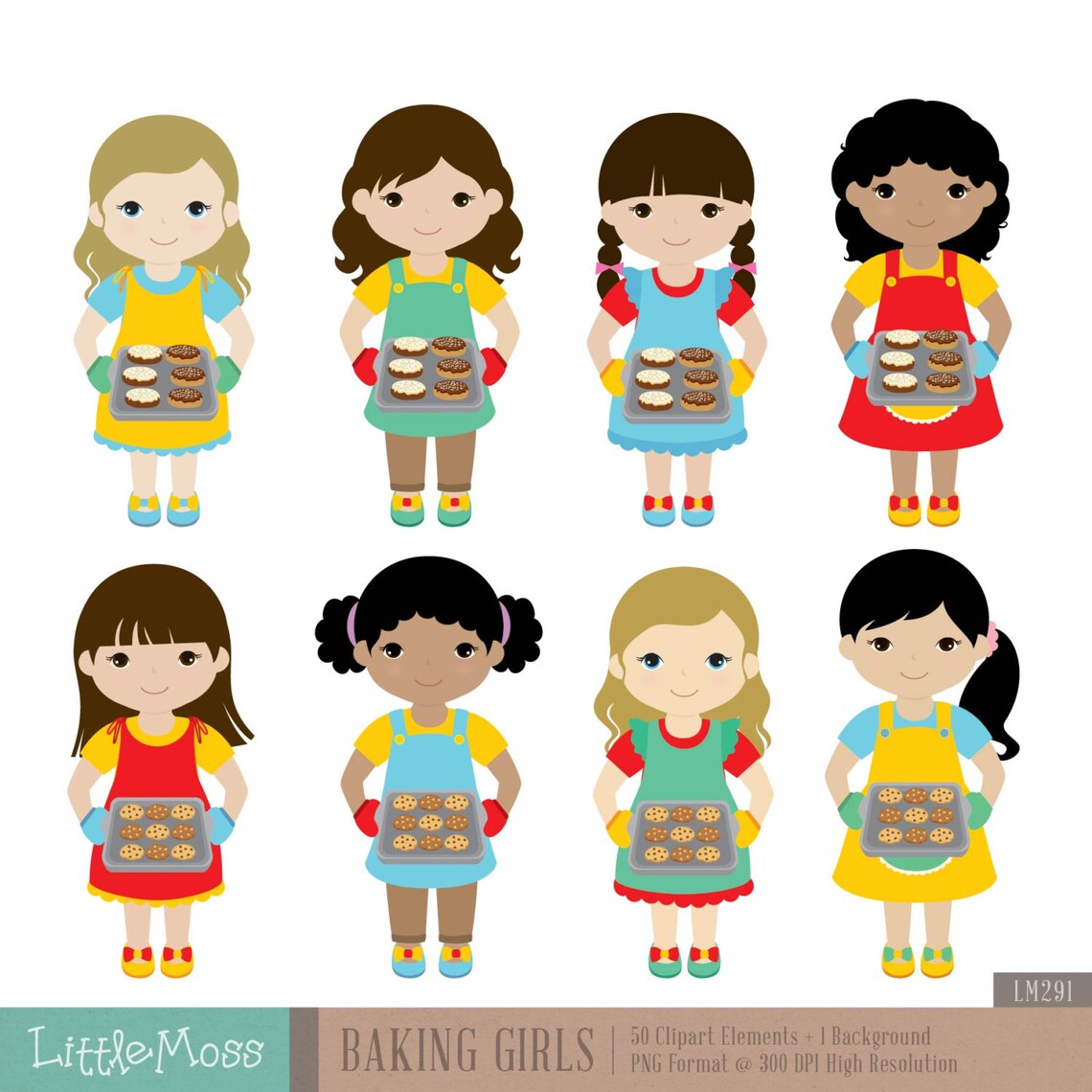 Baking Girls Digital Clipart - Etsy
