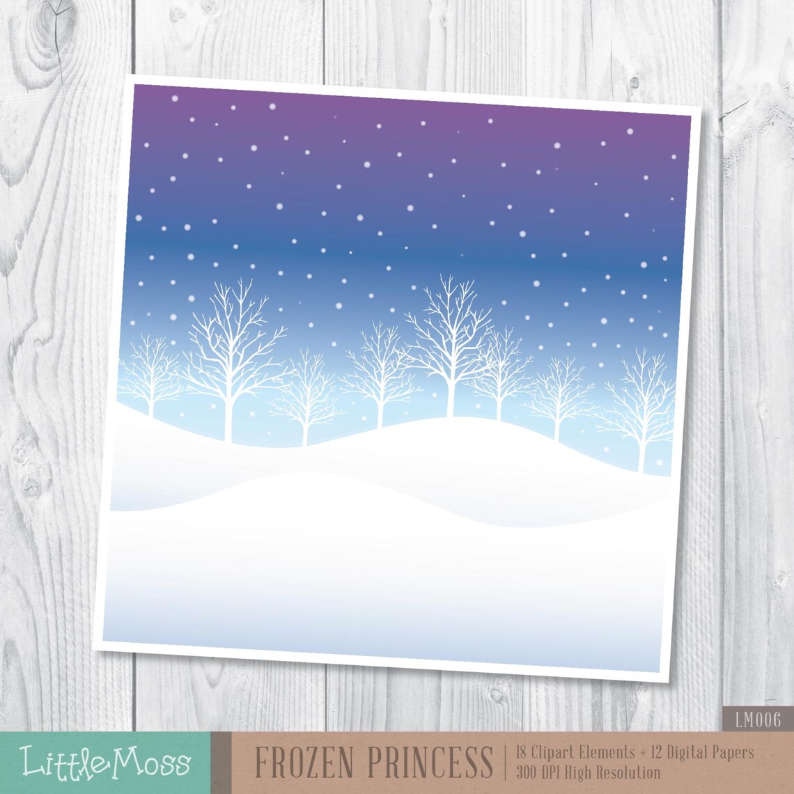 Snow Princess Digital Clipart and Papers Frozen Clipart | Etsy