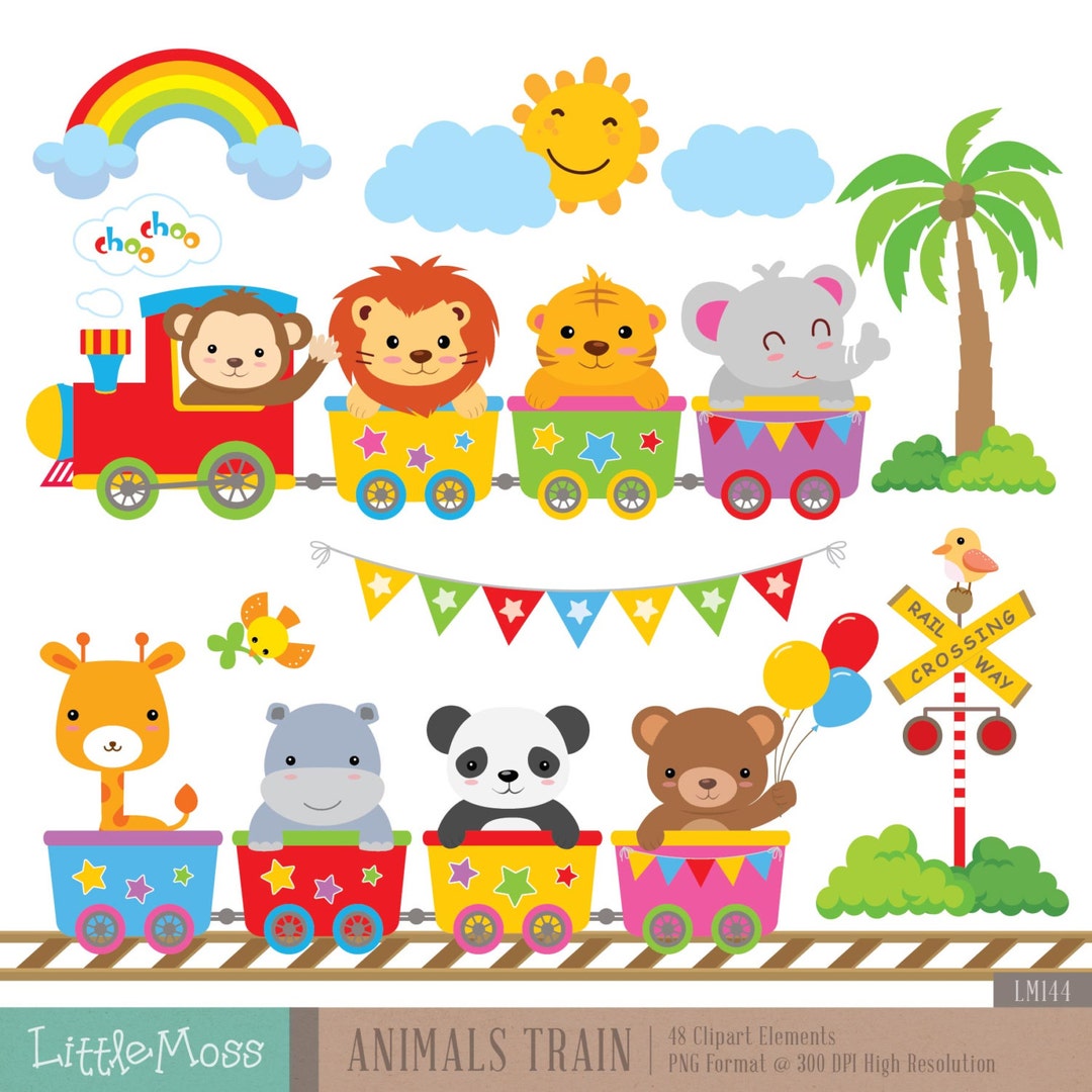 Wild Animals Train Digital Clipart - Etsy