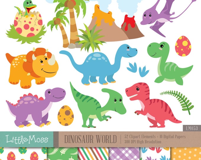 Dinosaur Clipart, Dinosaurs Clip Art, Tyrannosaurus Rex Stegosaurus ...