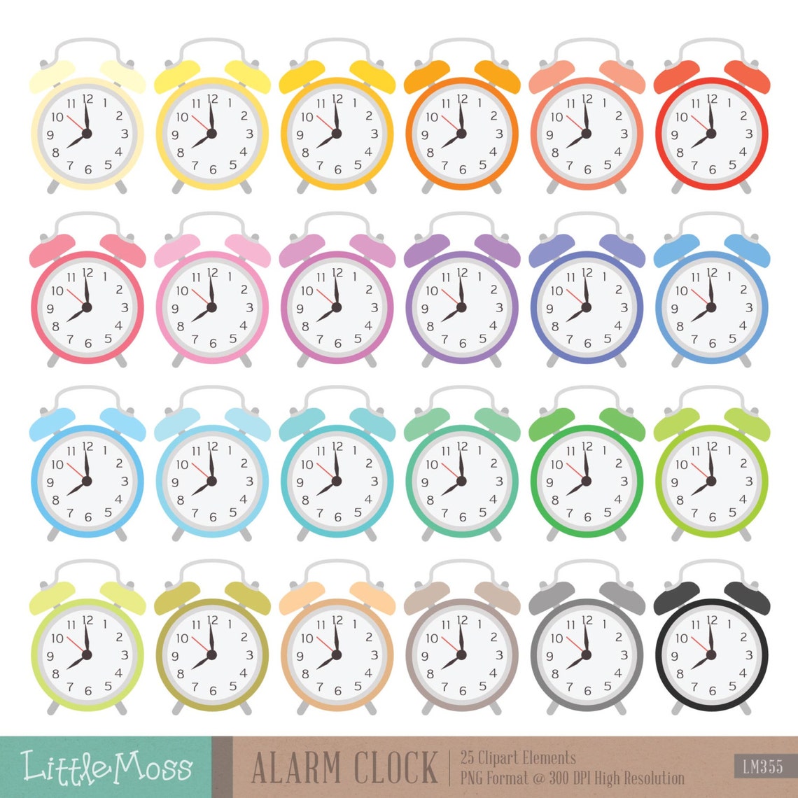 Alarm Clock Clipart | Etsy