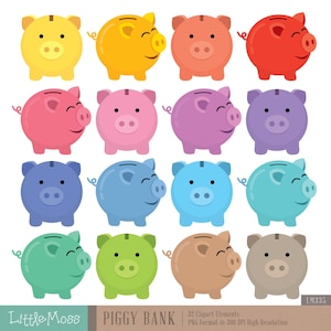 Piggy Bank Digital Clipart - Etsy