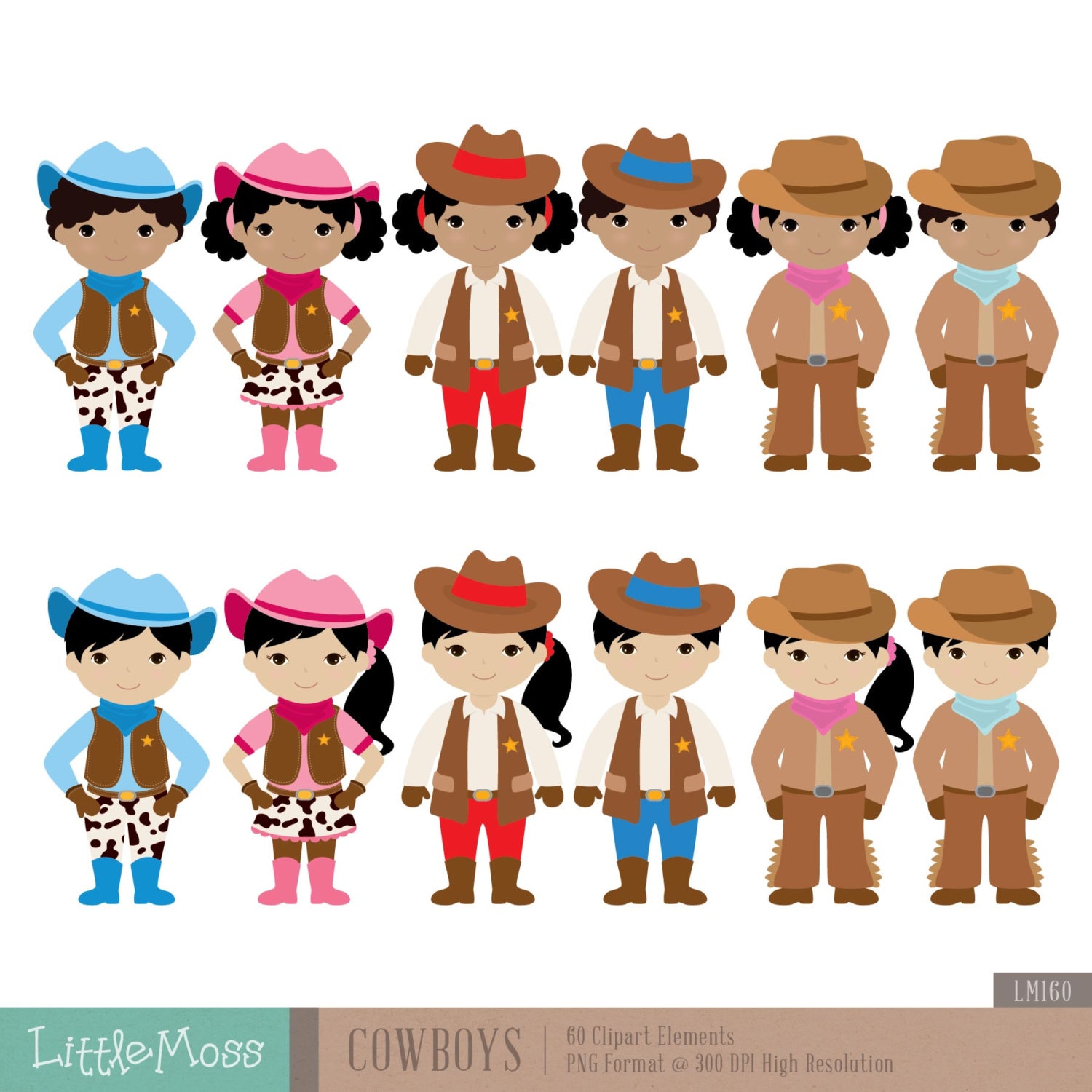 Cowboy Digital Clipart Wild West Clipart Cowgirl Clipart - Etsy