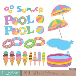 Girls Pool Party Digital Clipart - Etsy