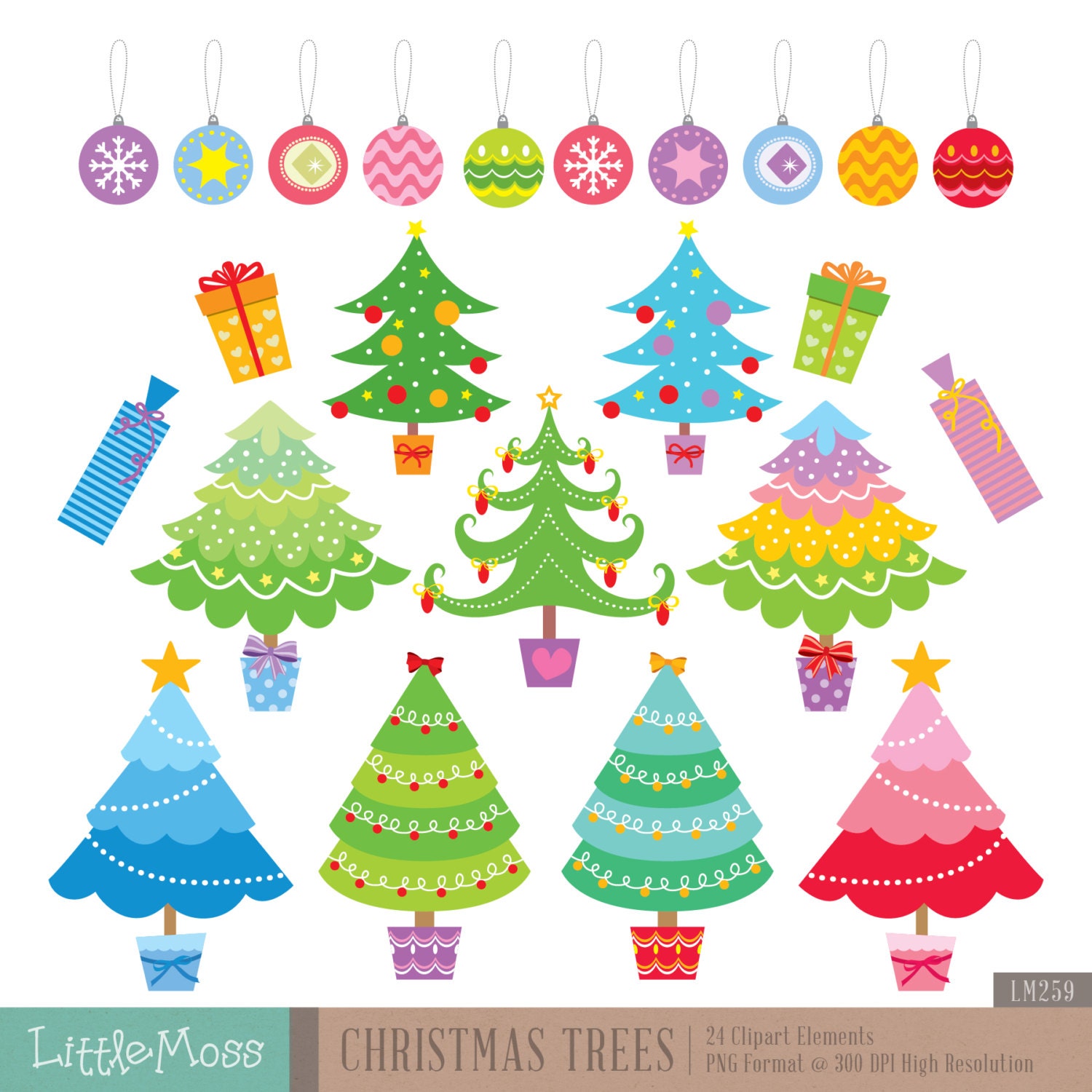 Christmas Tree Digital Clipart | Etsy