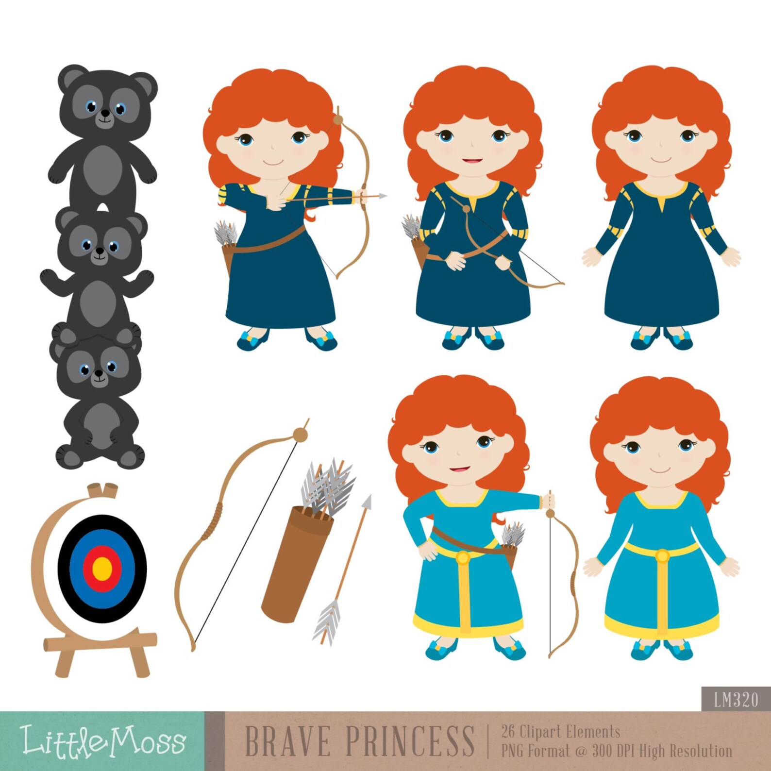 Brave Princess Digital Clipart - Etsy