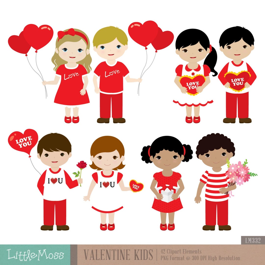 Valentine Kids Digital Clipart - Etsy