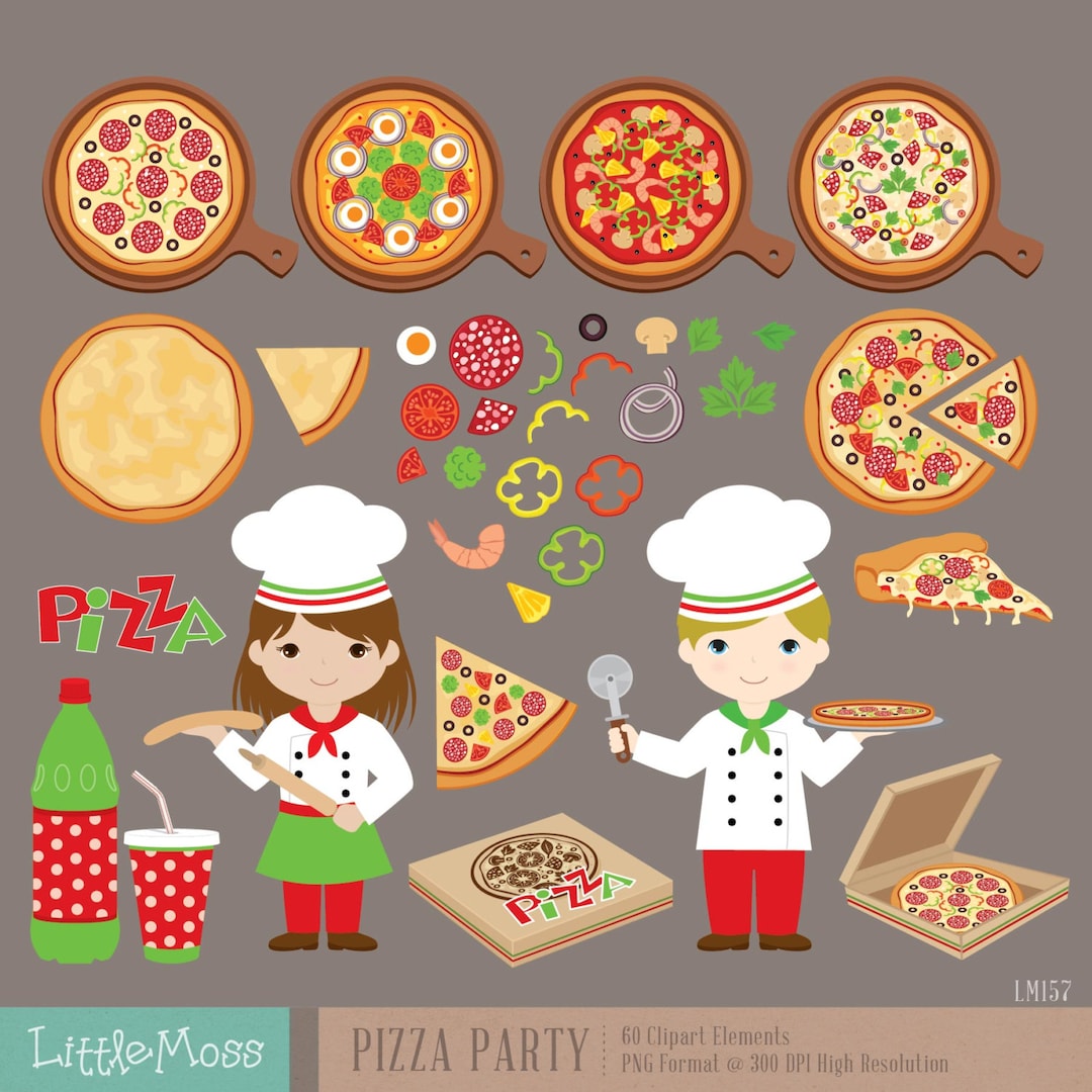 Pizza Party Digital Clipart, Italian Chef Clipart - Etsy