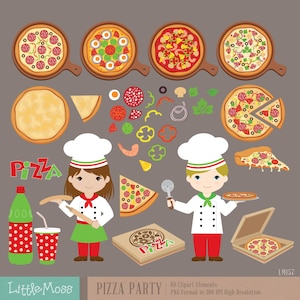 Pizza Party Digital Clipart, Italian Chef Clipart - Etsy