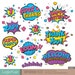 Superhero Comic Text Clipart: Pop Art Speech Bubbles (PNG Digital ...