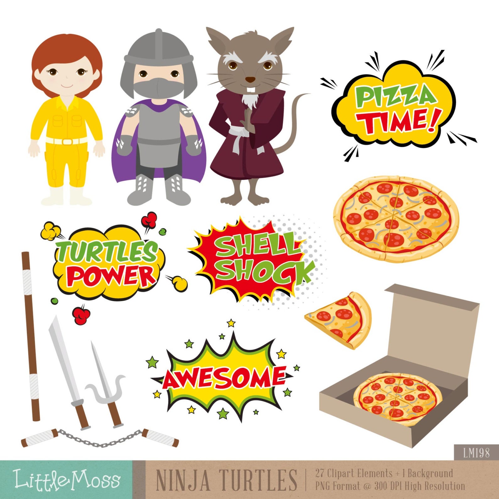 Ninja Turtles Digital Clipart | Etsy