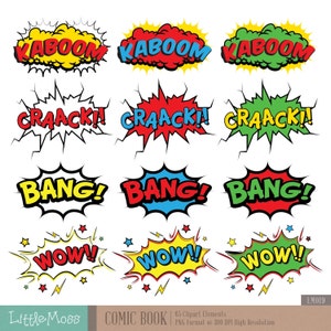 Comic Book Clipart: Superhero Pop Art Text (digital Download) - Etsy