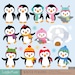 Winter Penguins Digital Clipart - Etsy