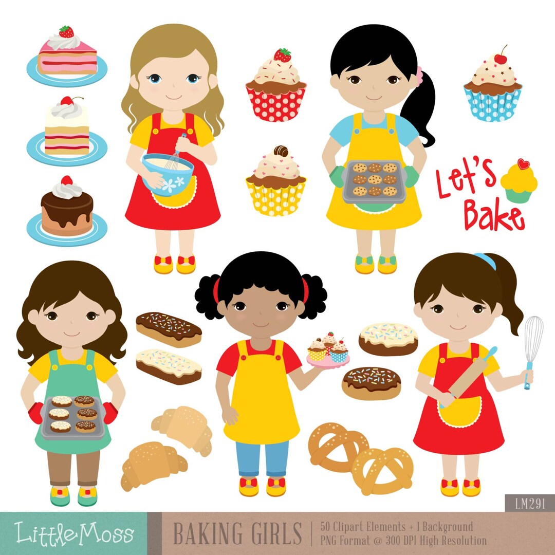 Baking Girls Digital Clipart - Etsy