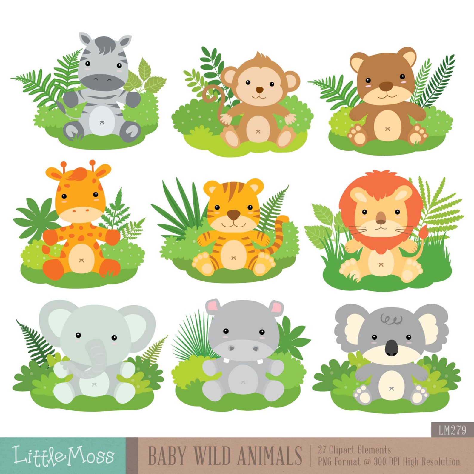Baby Wild Animals Digital Clipart - Etsy