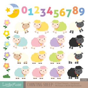 Counting Sheep Digital Clipart, Sheep Clipart - Etsy