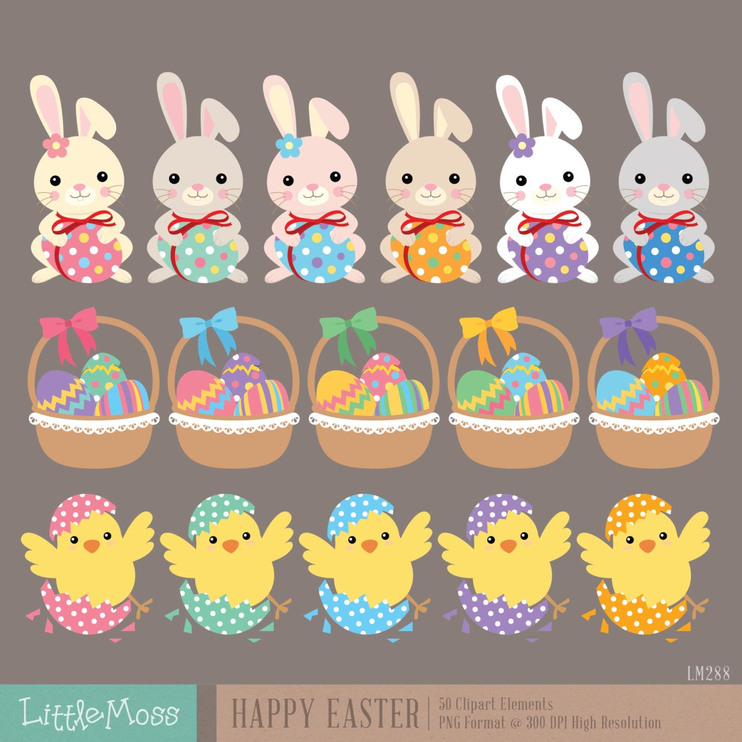 Happy Easter Digital Clipart - Etsy