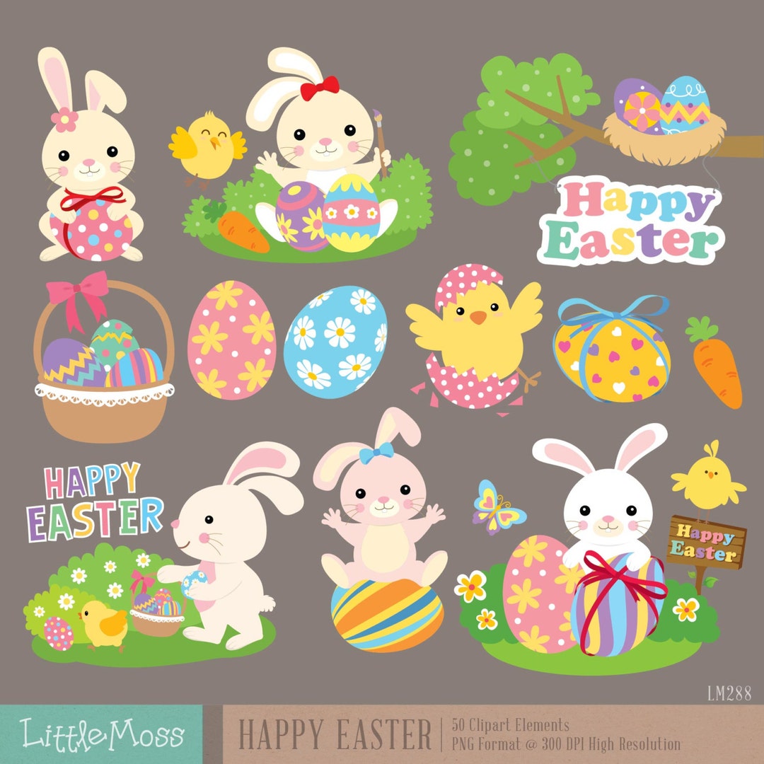 Happy Easter Digital Clipart - Etsy
