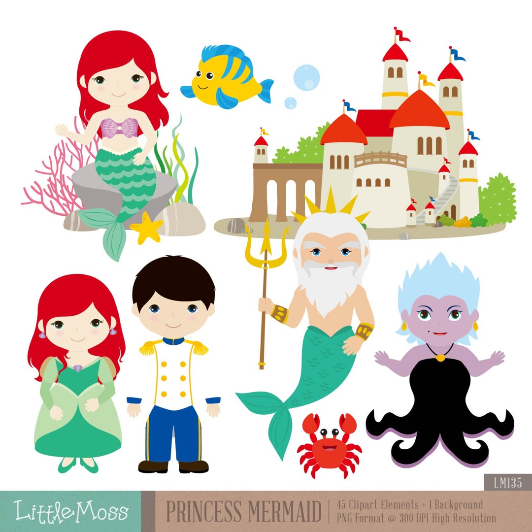 Princess Mermaid Digital Clipart - Etsy