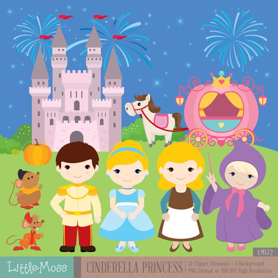 Cinderella Princess Digital Clipart - Etsy