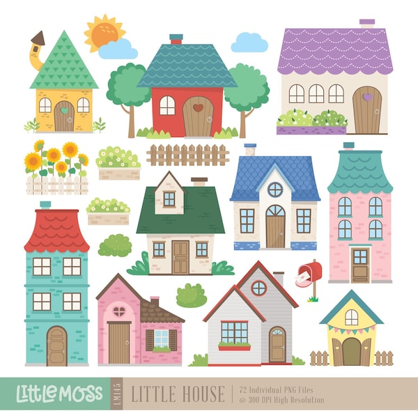 Little Houses Clipart - Etsy