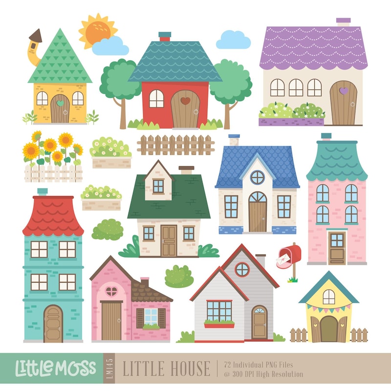 Little Houses Clipart - Etsy
