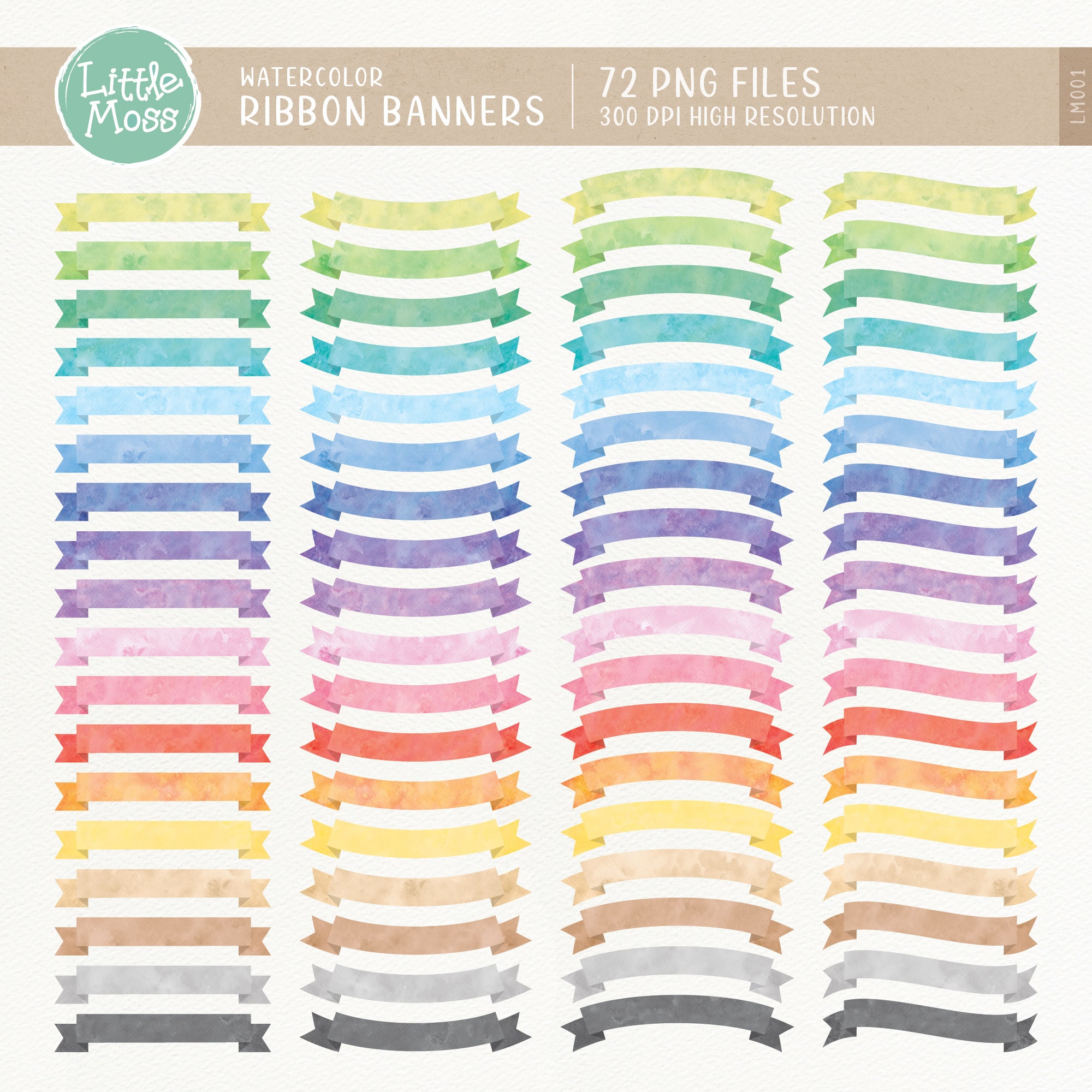 Watercolor Ribbon Banners Clipart - Etsy Canada