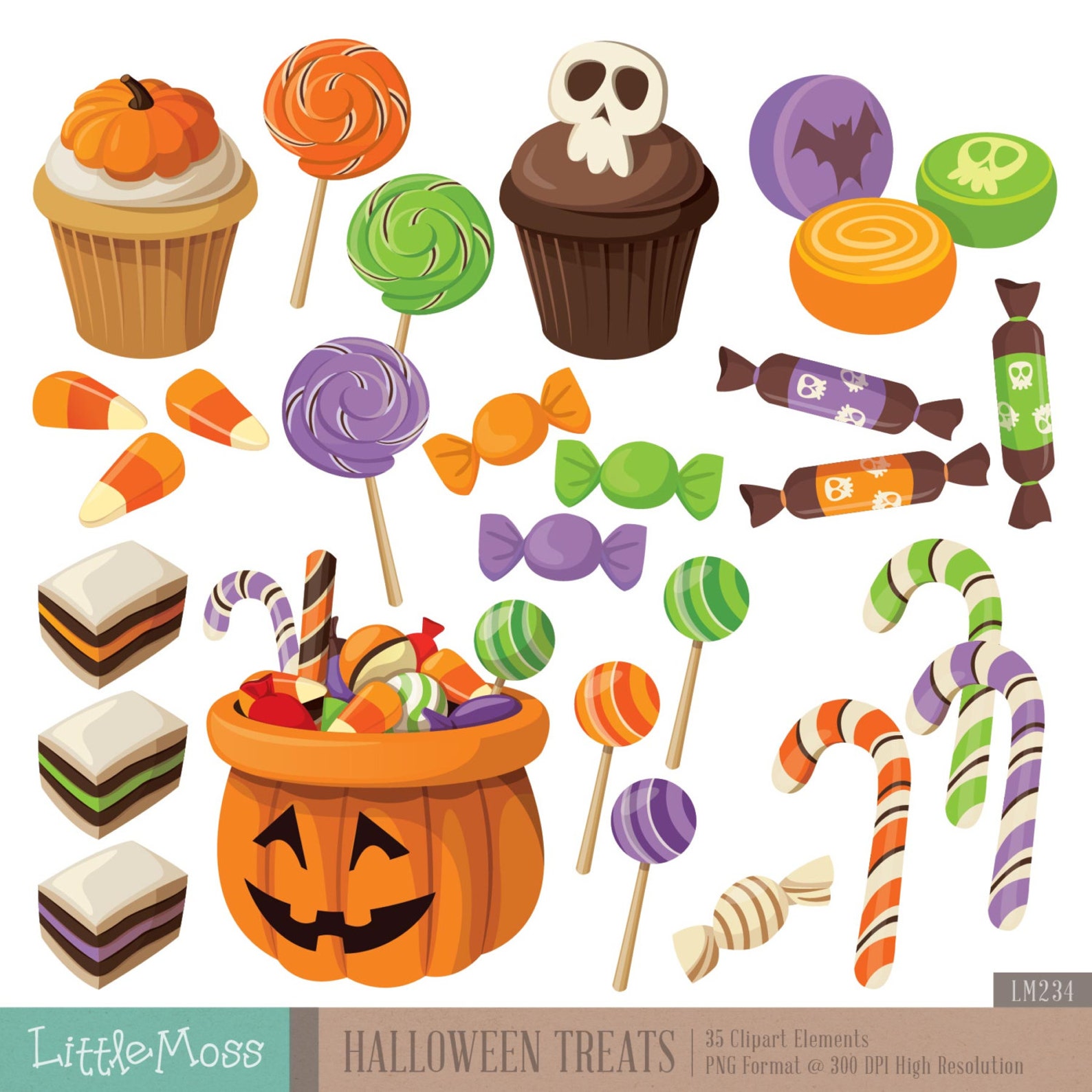 Halloween Treats Digital Clipart - Etsy
